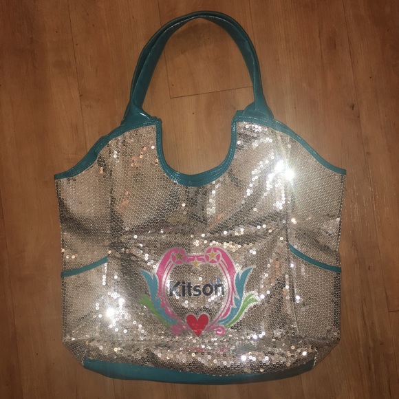 Bags | Iconic Sequin Silver Kitson La Tote | Poshmark